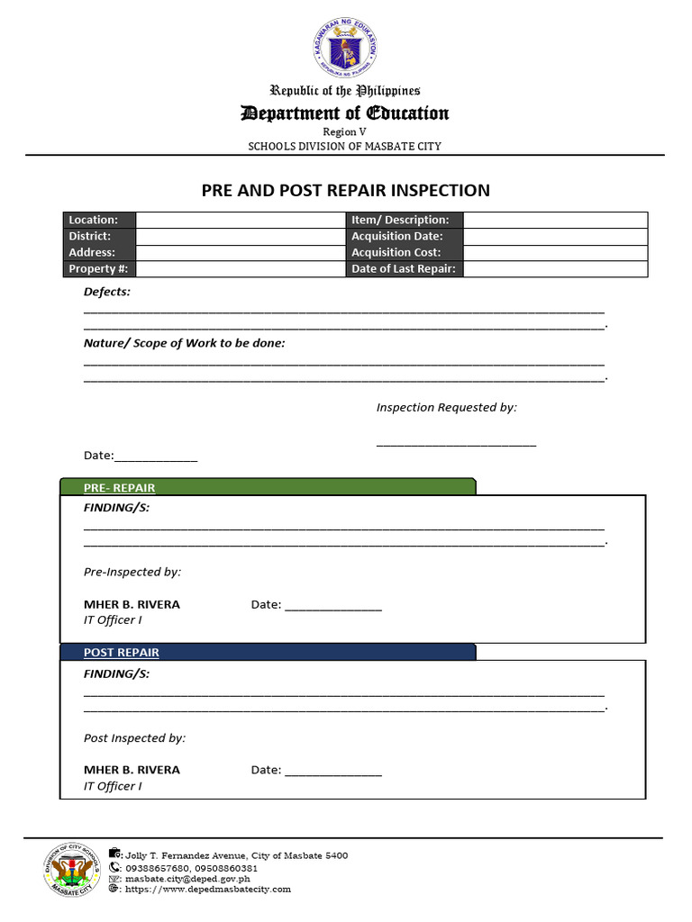 Pre and Post Inspection | PDF
