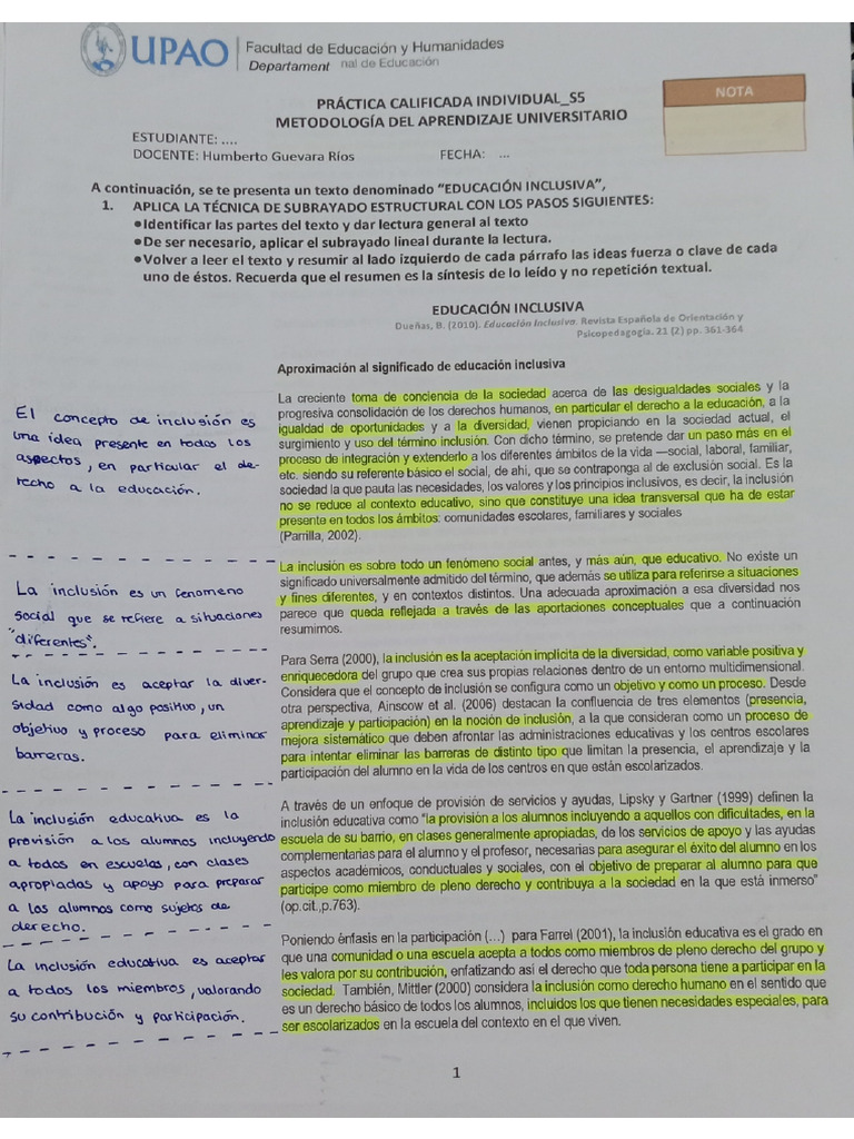 Práctica Subrayado Estructural, Diagrama de Llaves ACTIVIDADES DE APLICACIÓN | PDF