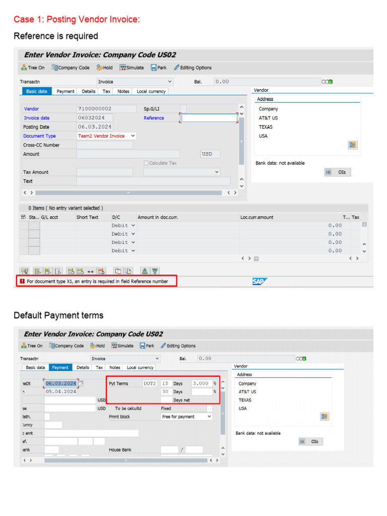 Reference Is Required: Case 1: Posting Vendor Invoice | PDF | Business ...