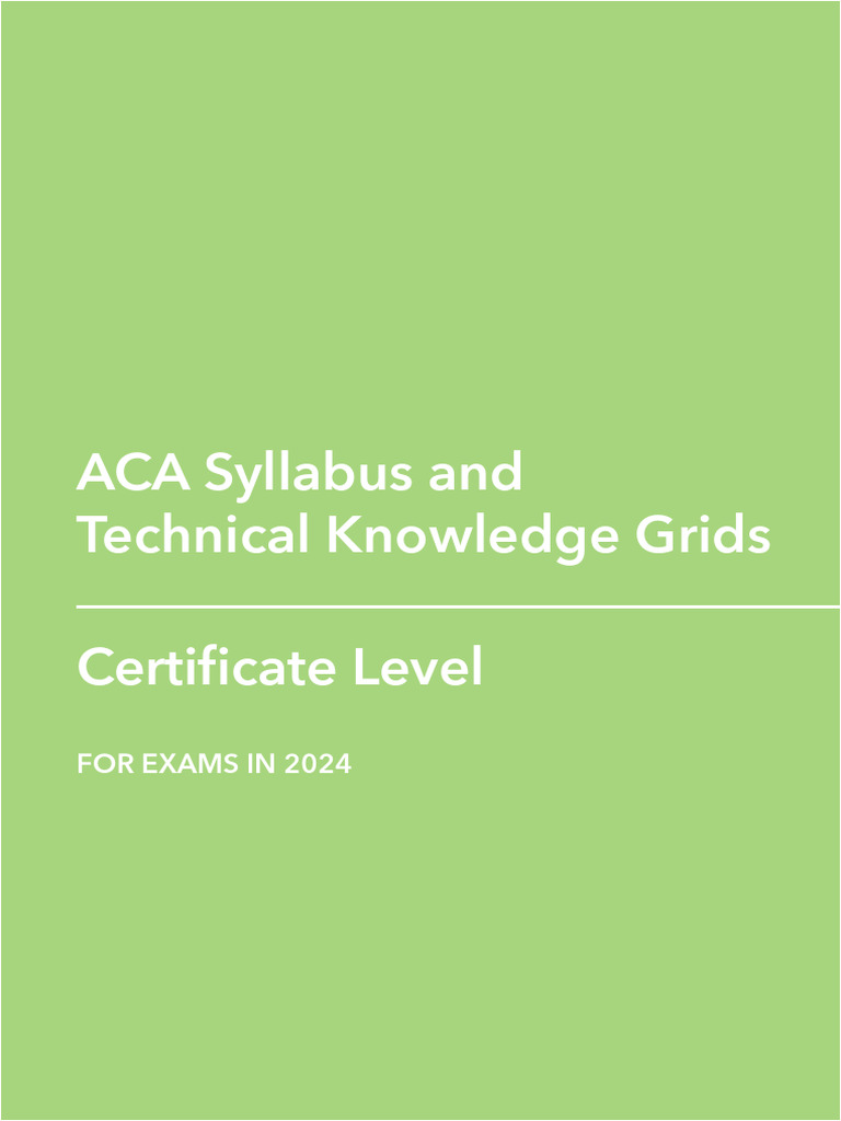 ACA 2024 Syllabus Handbook Certificate | Download Free PDF | Accounting | Business