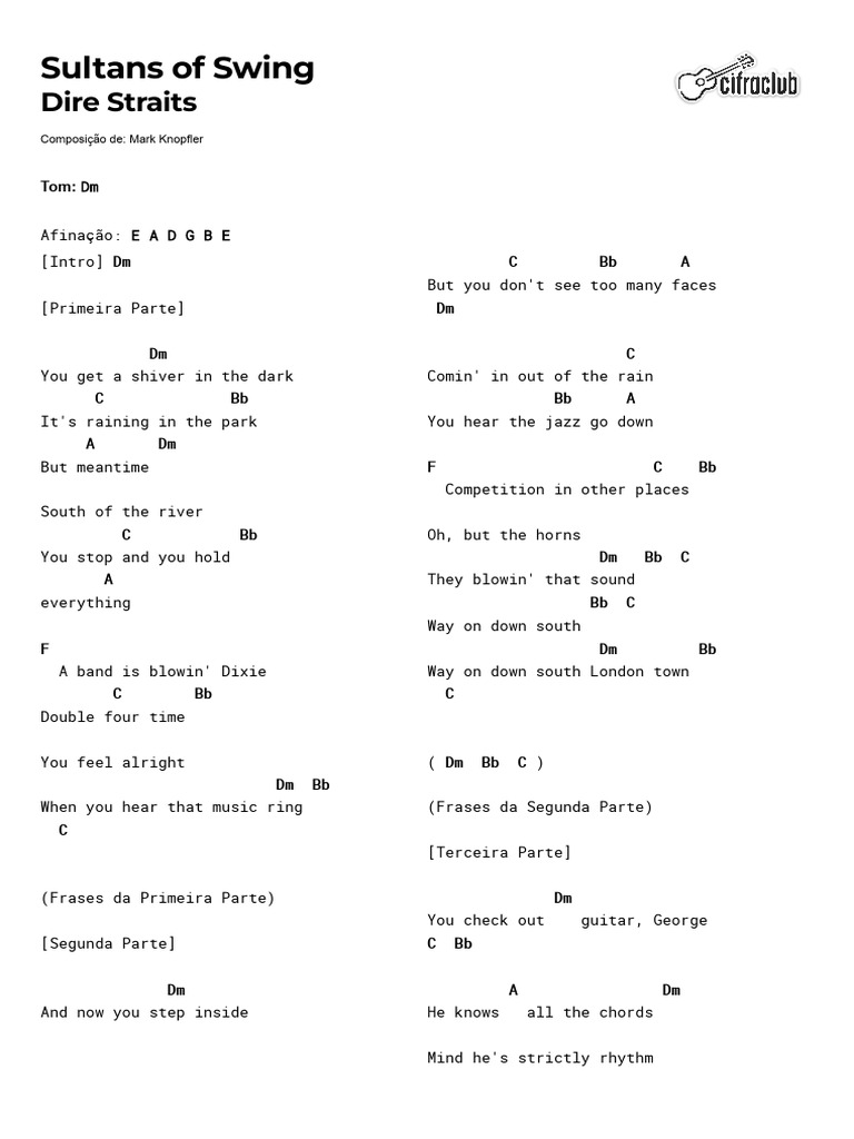 Cifra Club - Dire Straits - Sultans of Swing | PDF | Musical Forms ...
