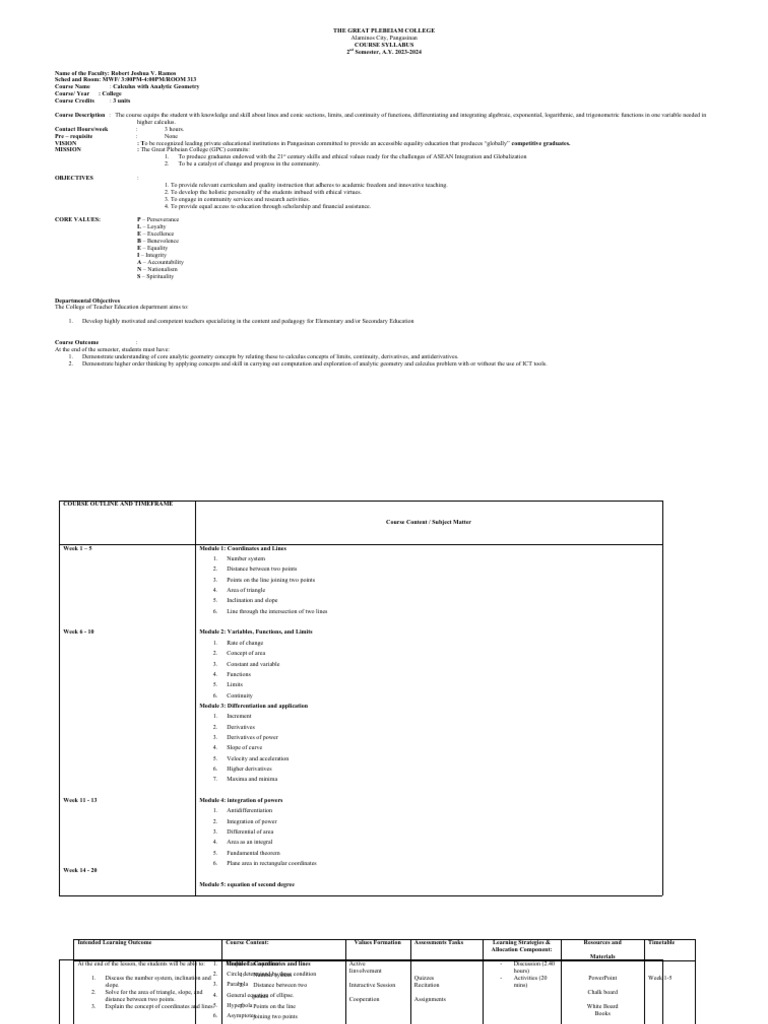 Calculus With Analytic Geometry | PDF | Derivative | Trigonometric ...
