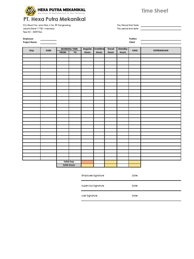 Time Sheet Format | PDF