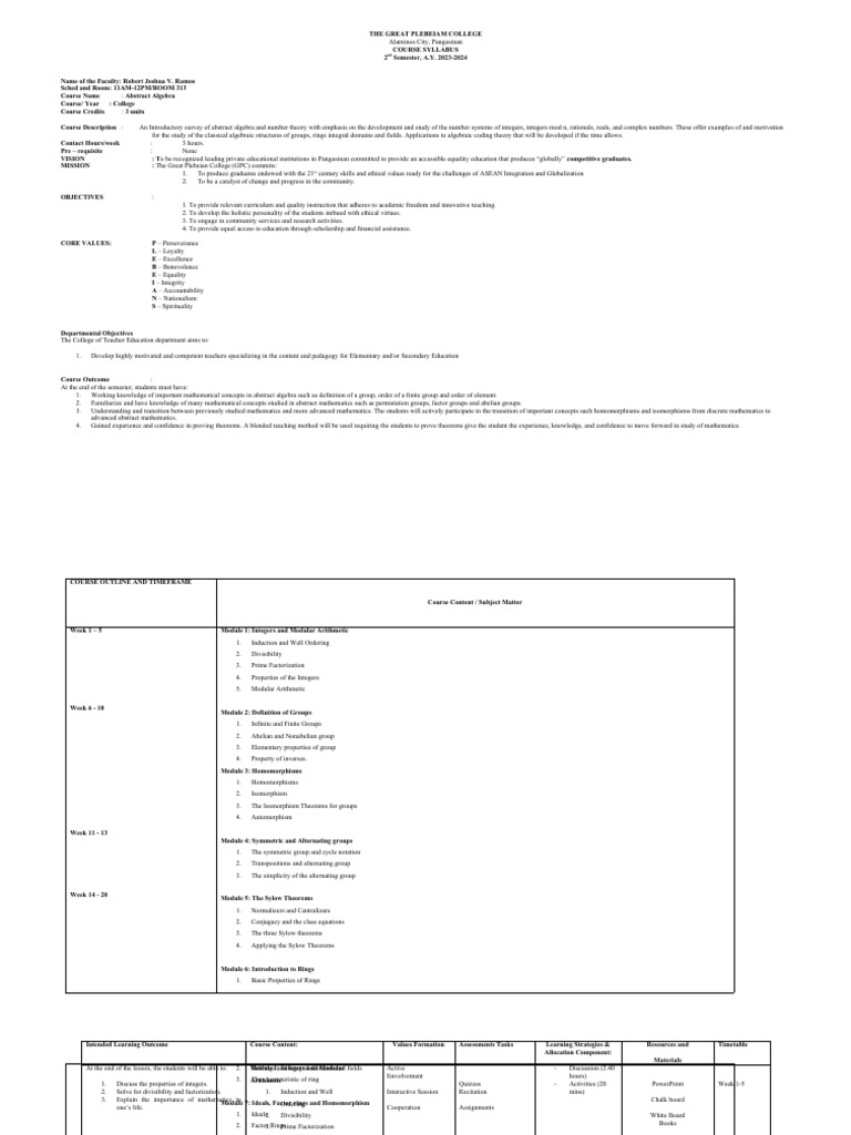 Abstract Algebra | PDF | Group (Mathematics) | Module (Mathematics)