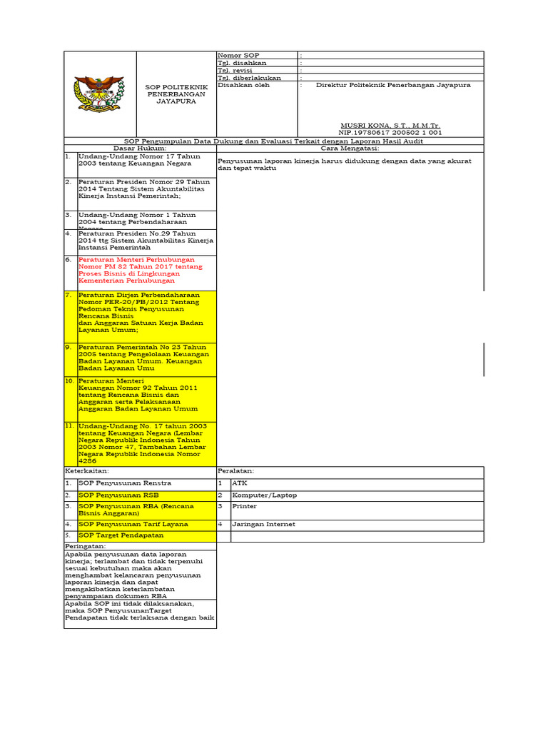 SOP Penyusunan RBA (Edited) | PDF