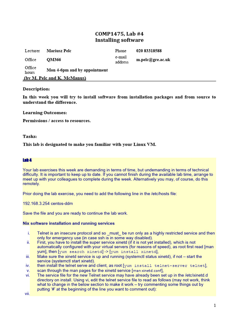 Lab 4 COMP1475 2018 19 | PDF | File Transfer Protocol | Superuser