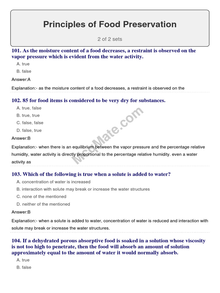 Principles-Of-Food-Preservation (Set 2) | PDF | Osmosis | Applied And ...