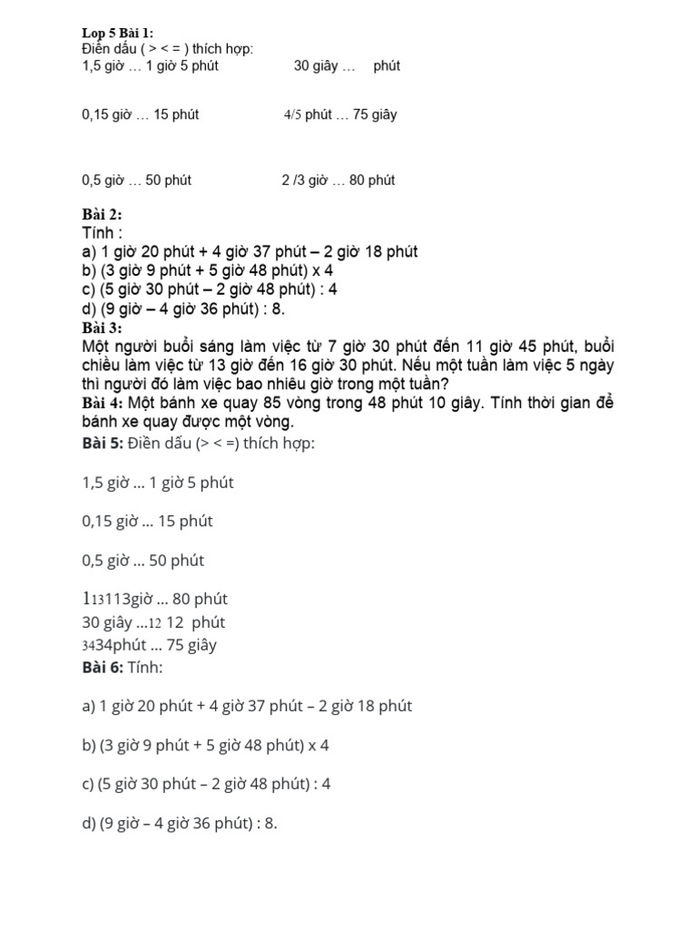 BTVN Lop 4 Va Lop 5 | PDF