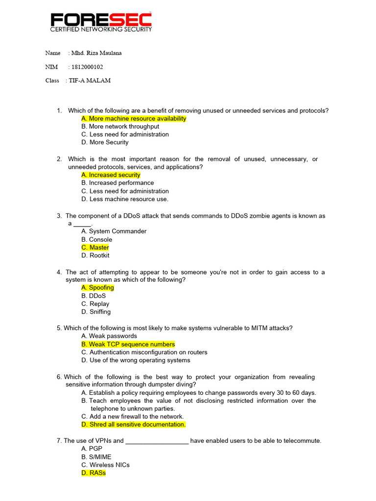 Cybersecurity Quiz and Concepts | PDF | Key (Cryptography) | World Wide Web