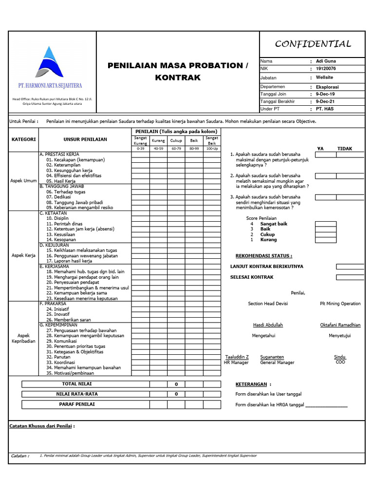 Penilaian Masa Kontrak-Adi Guna | PDF