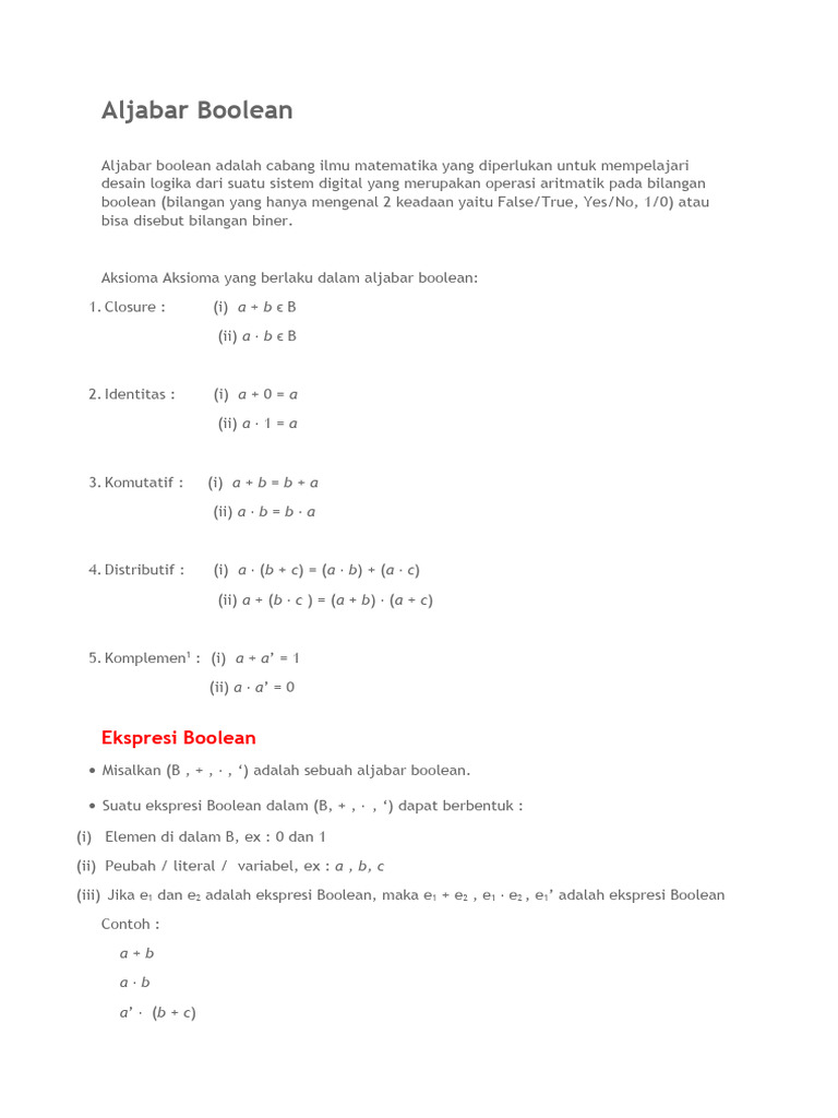 Aljabar Boolean | PDF