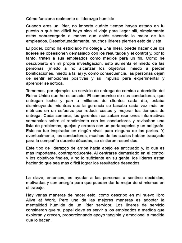 Liderazgo Humilde: Clave del Éxito | PDF | Liderazgo