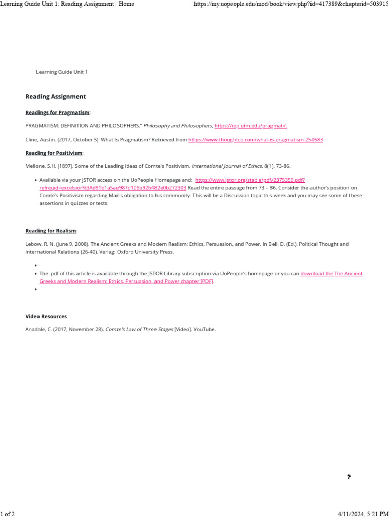 PHIL 1402 Learning Guide Unit 1 Reading Assignment Home | PDF | Social Science | Science ...