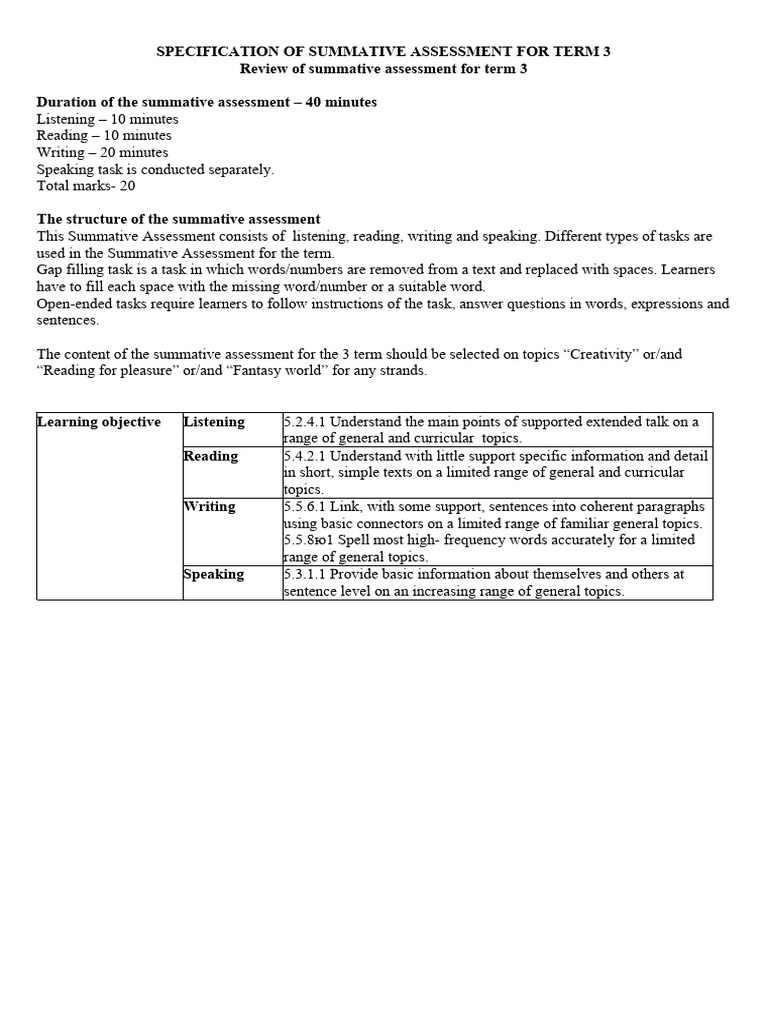 Term 3 Summative Assessment Guide | PDF | Question | Cognitive Science