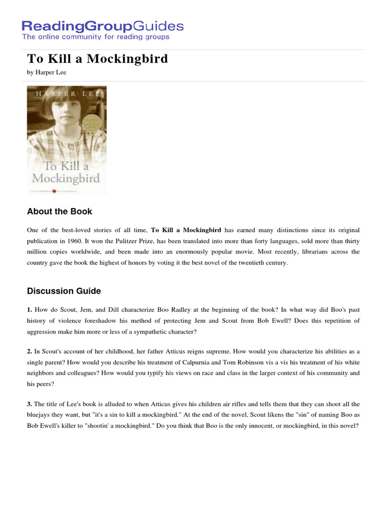 ReadingGroupGuides.com - To Kill a Mockingbird | PDF | To Kill A ...