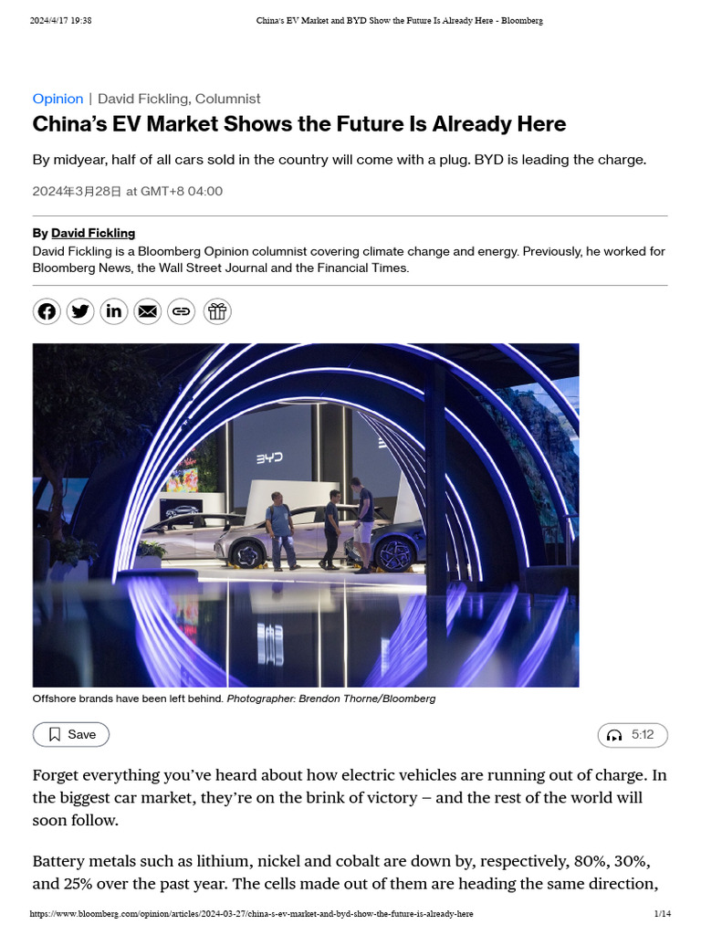 China's EV Market and BYD Show The Future Is Already Here - Bloomberg ...