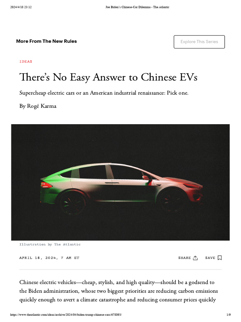 Joe Biden's Chinese-Car Dilemma - The Atlantic | PDF | Electric Vehicle ...