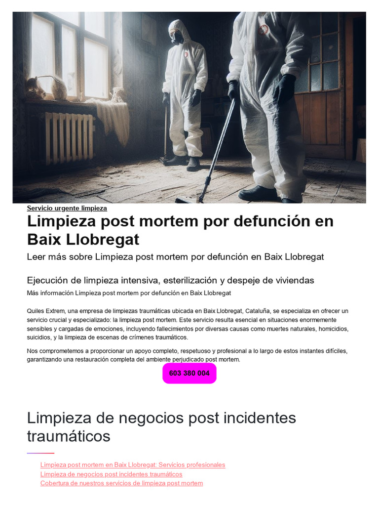 Limpieza Post Mortem Por Defunción en Baix Llobregat | Descargar gratis ...