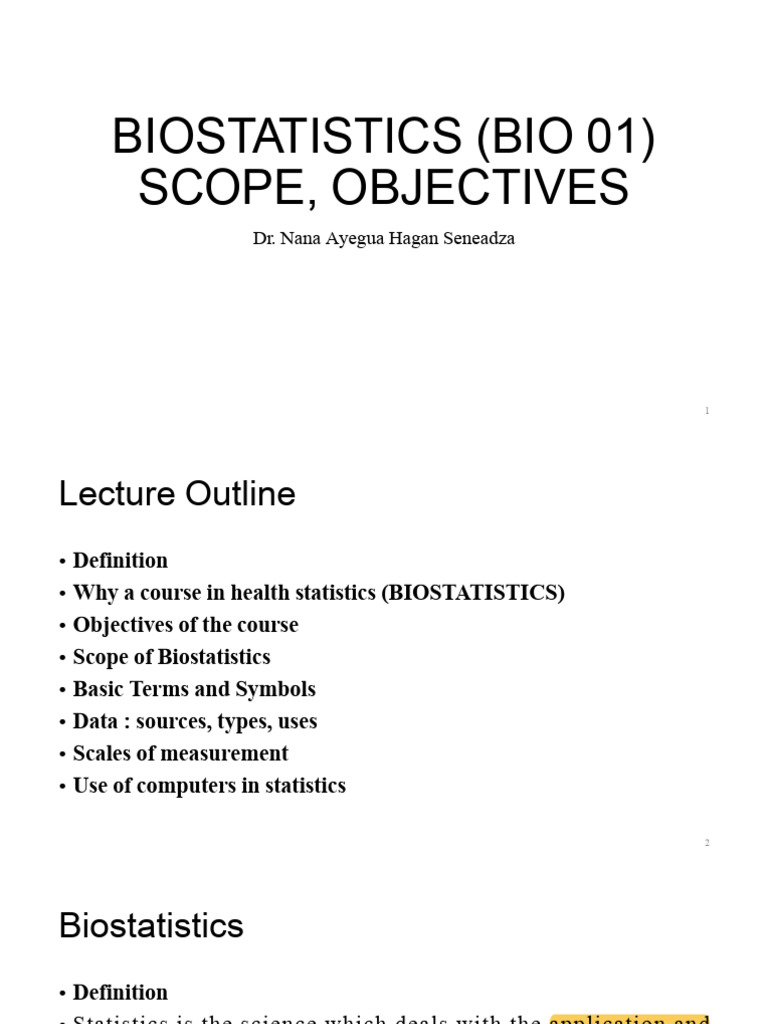 Biostatistics Scope And Objectives 2 Pdf Level Of Measurement