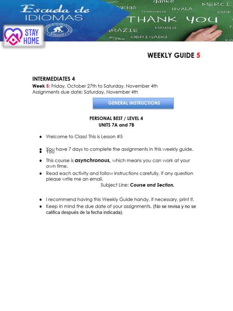 Weekly - Learning - Guide - Inter - 7a, B | PDF | Linguistic Morphology ...