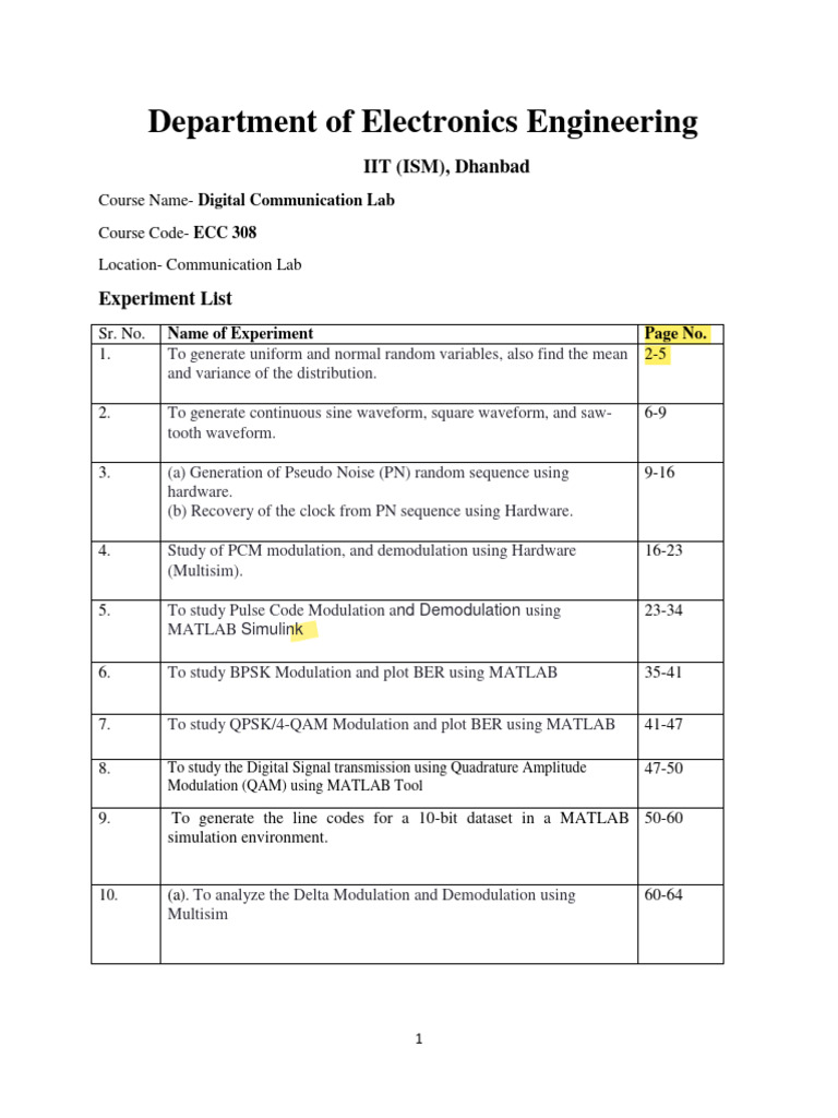 Lab Manual Digital Communication | PDF | Modulation | Sampling (Signal ...
