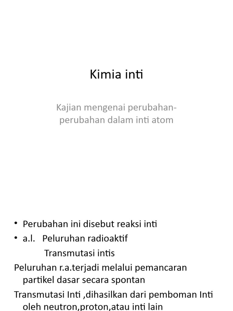 Kimia Inti | PDF | Sains & Matematika