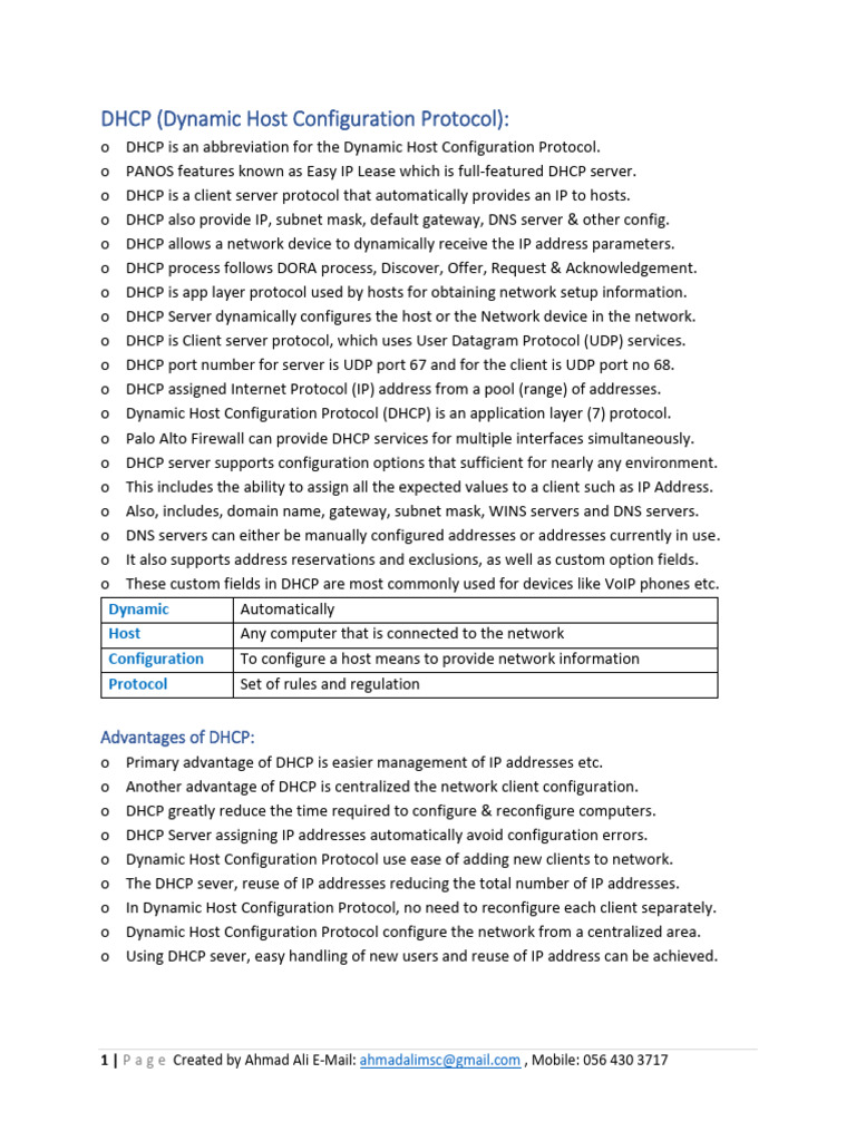 DHCP | PDF | Ip Address | Internet Protocols