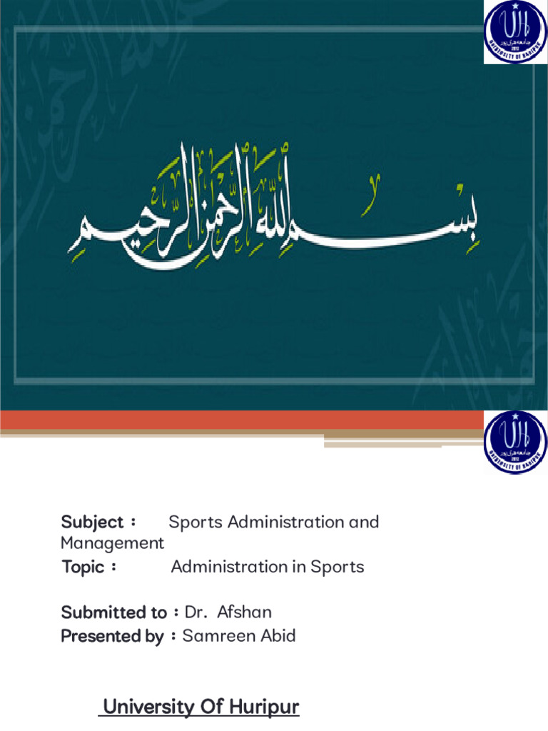 Sports Administration Overview and Roles | PDF | Sports