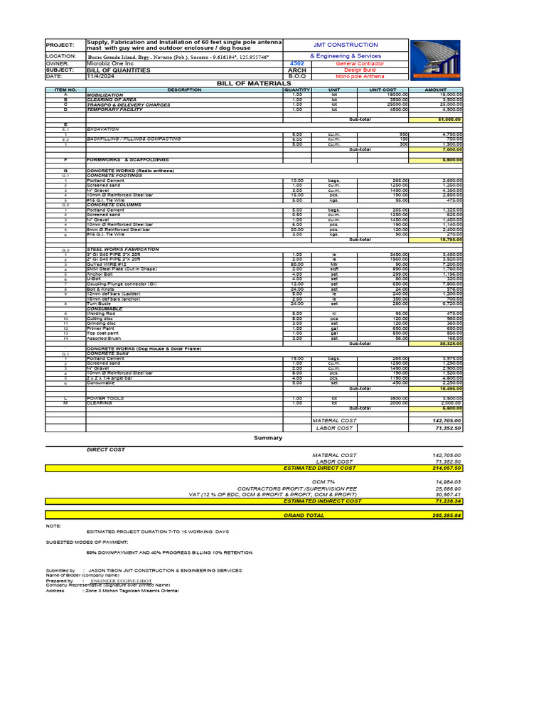 BOM with DETAILED SOLUTION | PDF | Plumbing | Concrete