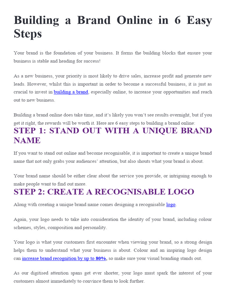 5.2 Building A Brand Online in 6 Easy Steps | PDF | Brand | Promotion ...