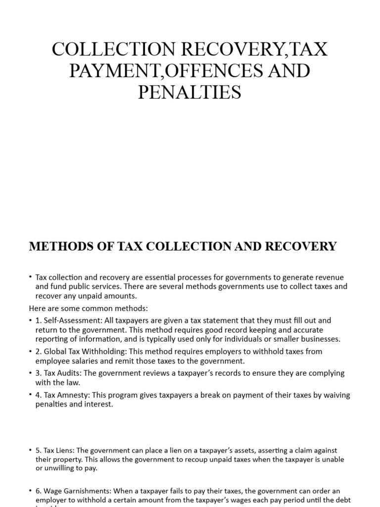Collection Recovery, Tax Payment, Offences | PDF | Taxes | Income Tax