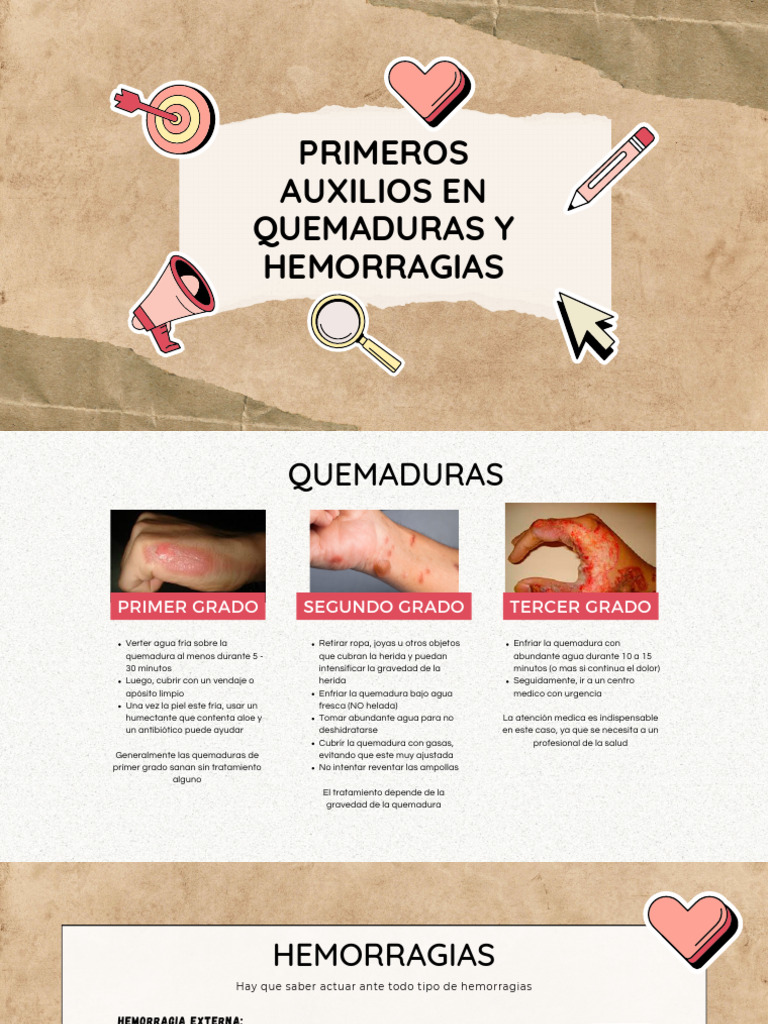 Primeros Auxilios en Quemaduras y Hemorragias-2 | PDF | Quemar | Sangrado