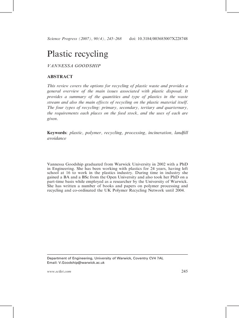plastic-recycling | PDF | Plastic | Recycling