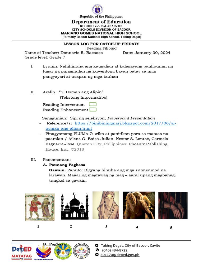 Catch Up Friday Plan LP Reading Filipino Feb 16 | PDF