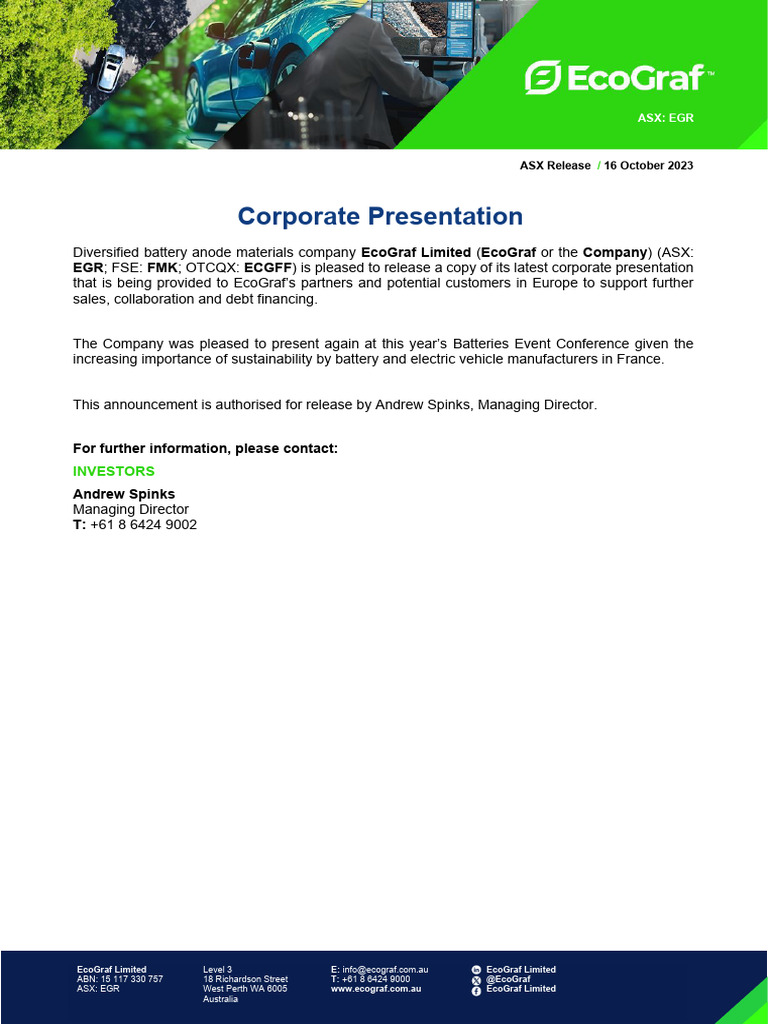Ecograph Graphite Corp | PDF | Graphite | Lithium Ion Battery