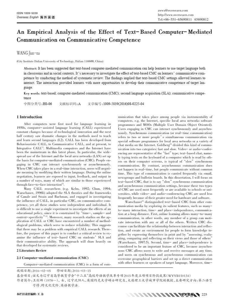 An Empirical Analysis of The Effect of Text-Based Computer-Mediated Communication On ...
