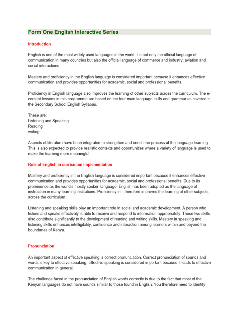 English Form 1 Notes | Download Free PDF | Adverb | English Language