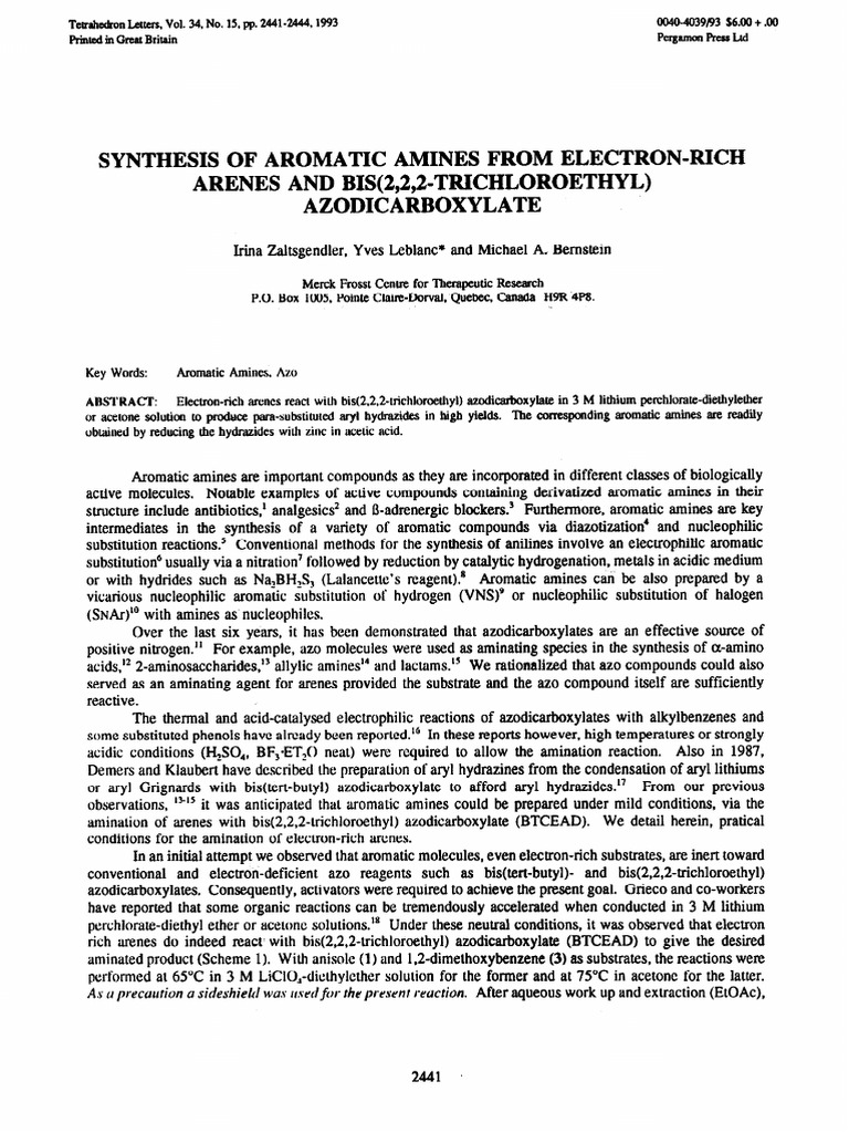 Synthesis of Aromatic Amines via Azo Compounds | PDF | Amine | Chemical ...