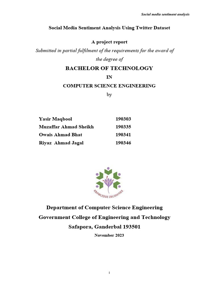Social Media Sentiment Analysis Using Twitter Dataset Pdf Machine Learning Principal
