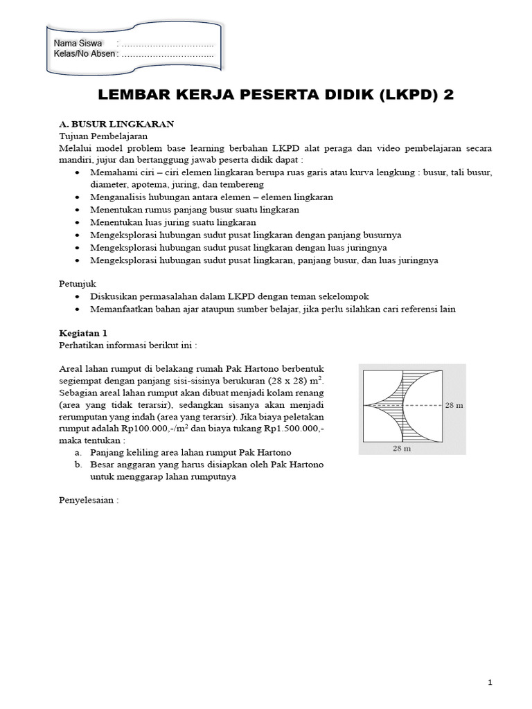 2 LKPD Busur dan Juring Lingkaran | PDF