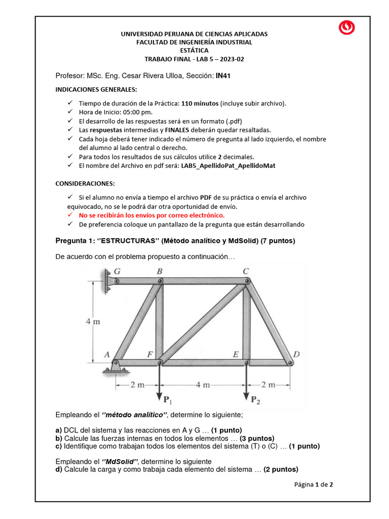Trabajo Final Lab5 | PDF | Viga (Estructura) | Ingeniería mecánica
