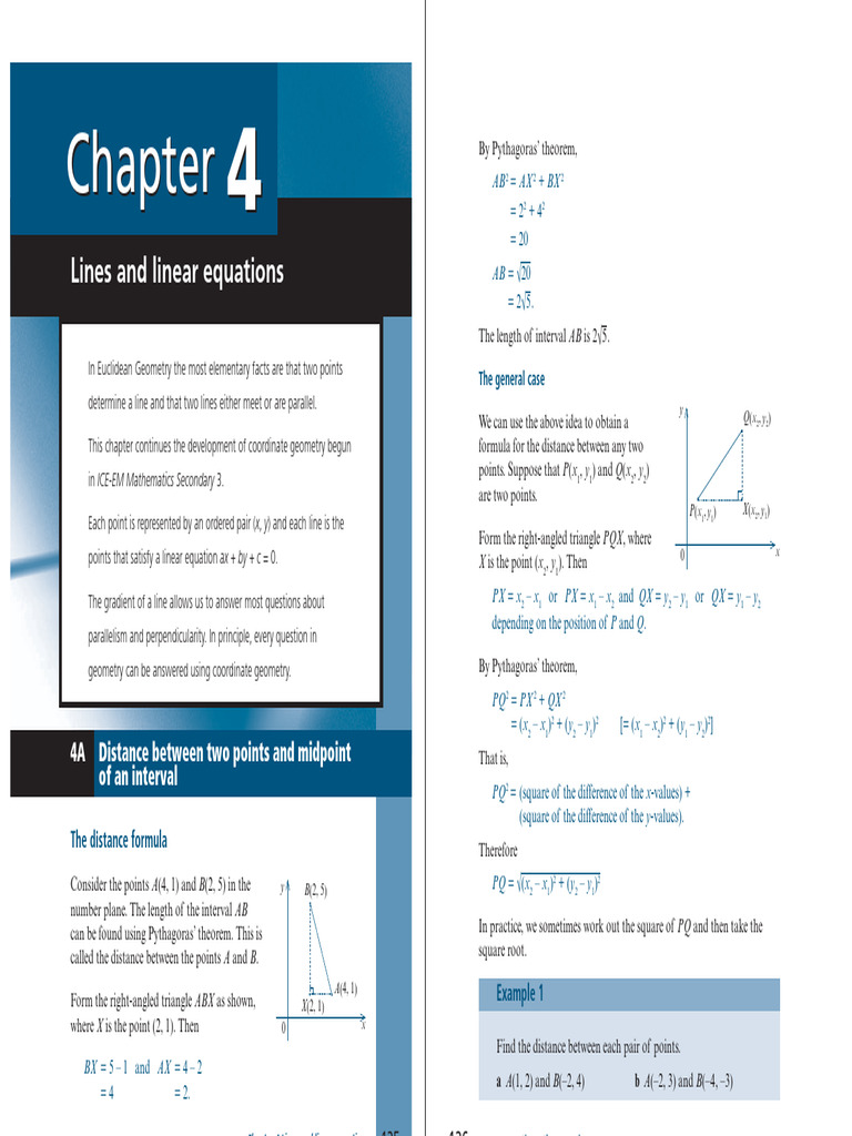 CH-4 Linear Graphs and Equations | PDF | Line (Geometry) | Perpendicular