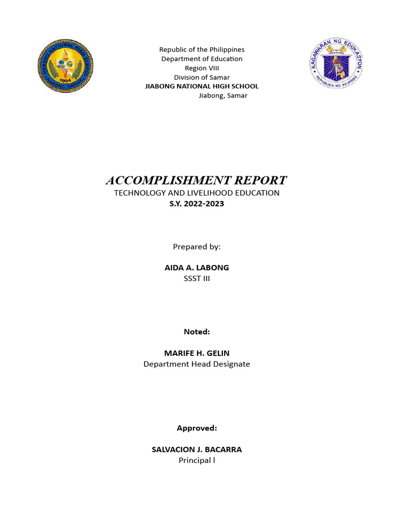 TLE Accomplishment Report 2022-2023 | PDF