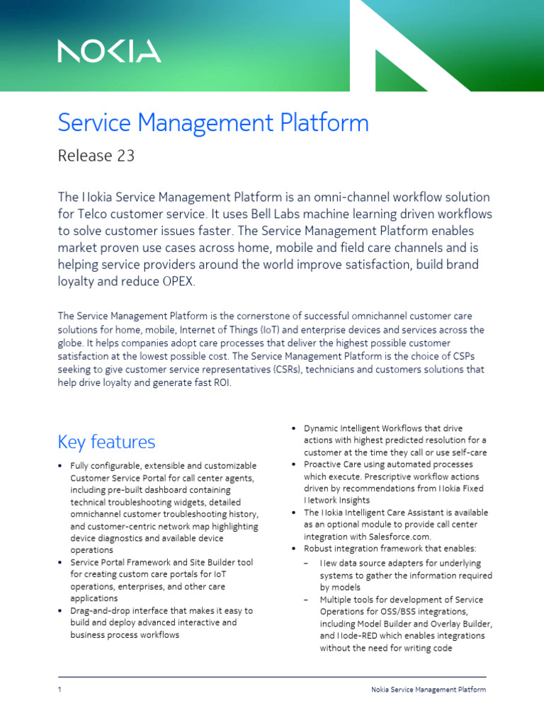 Nokia Service Management Platform Data Sheet EN | Download Free PDF ...