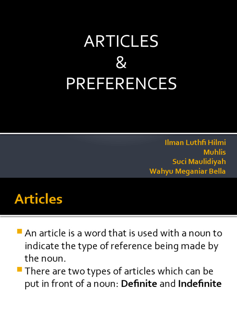 Articles & Preferences Fix | PDF | Grammatical Number | Noun