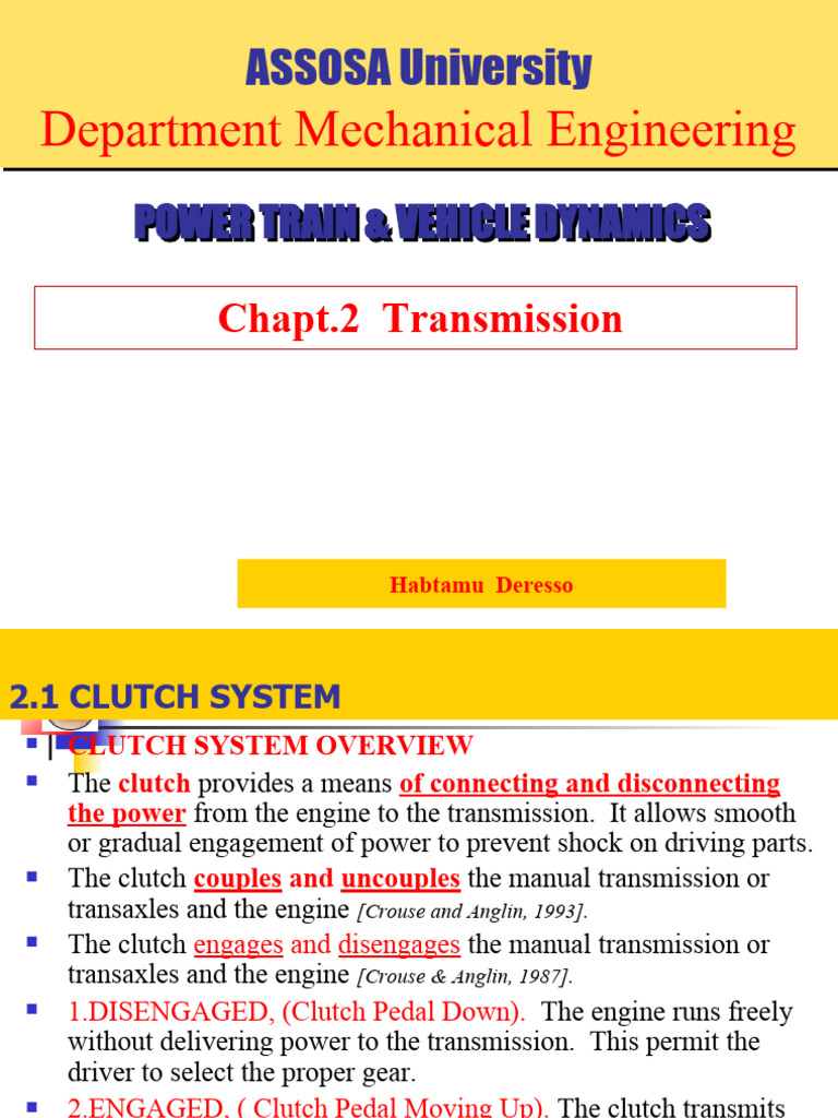 Chapter-2 Clutch & Manual Transmission | PDF | Manual Transmission | Clutch