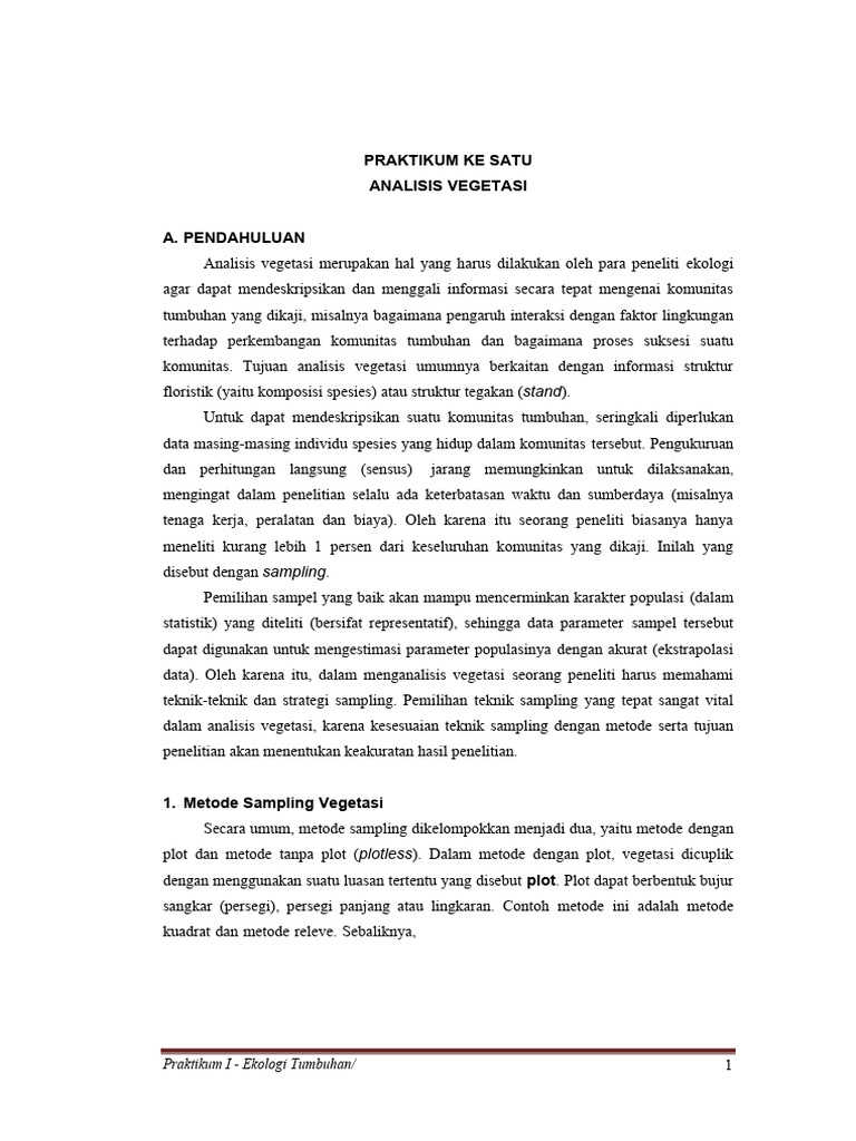 Rumus untuk Analisis Vegetasi | PDF