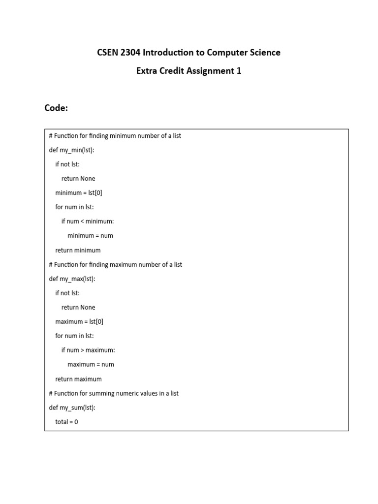 Extra Credit Assignment 1 | PDF | Teaching Methods & Materials