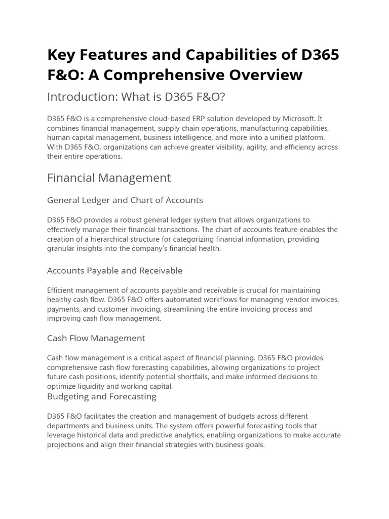 Key Features D365 F&O | Download Free PDF | Cloud Computing | Accounts ...