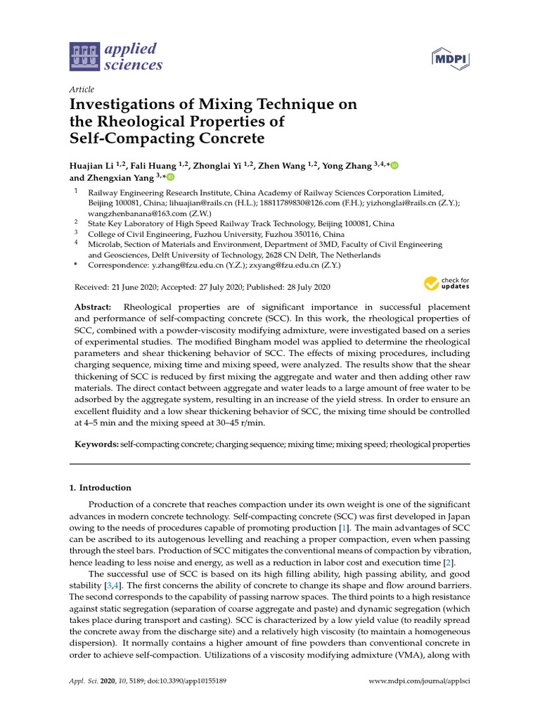 Investigations of Mixing Technique On The Rheological Properties of Self-Compacting Concrete ...